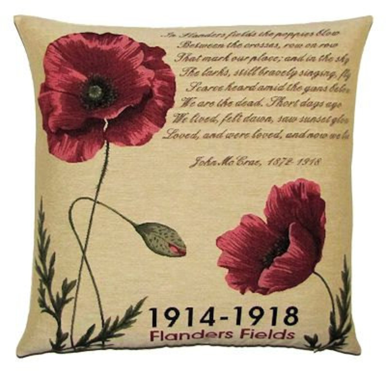 Flanders Fields Pillow Cover World War I Gift Poppy Pillow | Etsy