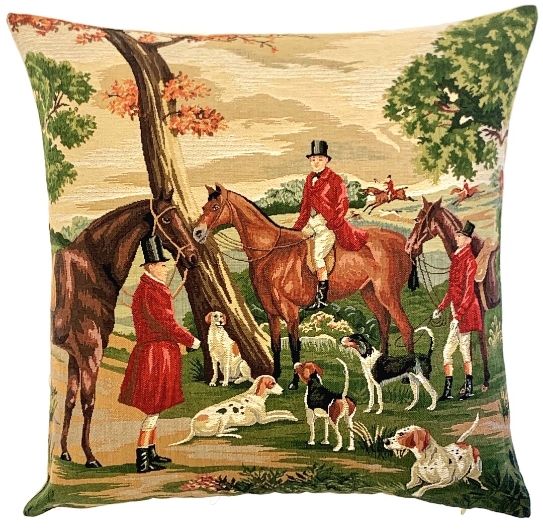 Foxhunt Pillow Cover English Decor Foxhunting Gift Classic Home Decor ...