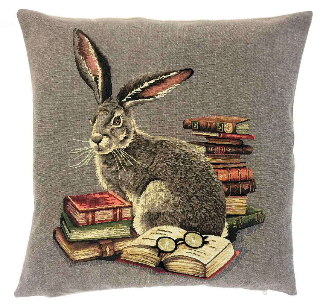 Rabbit Tapestry Pillow Cover: Belgian Cotton, Forest Decor - Etsy