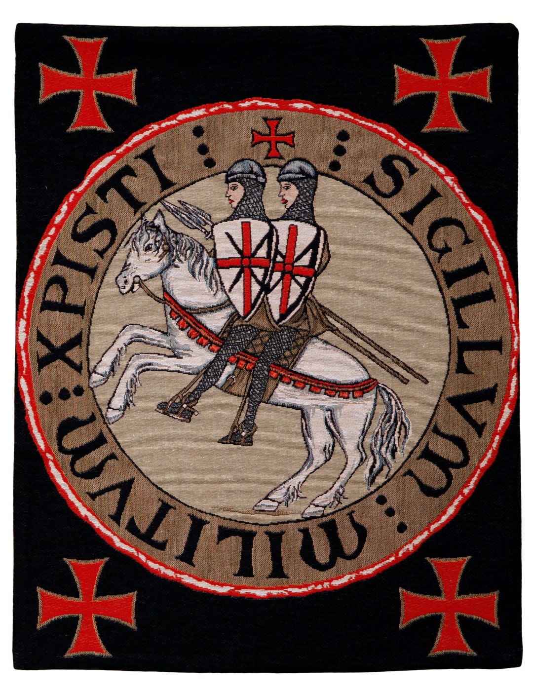 Belgian Wall Tapestry Hanging Wall Decor Seal With Two Templars Riding ...