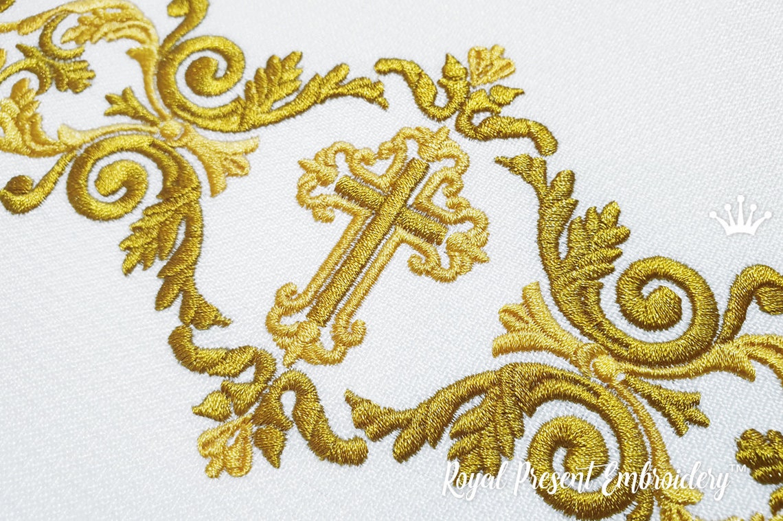 Cross in the Border Machine Embroidery Design 4 Sizes - Etsy