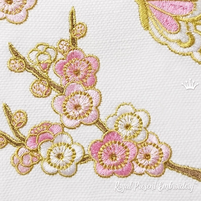 Sakura Branches and Butterfly Machine Embroidery Designs - Etsy