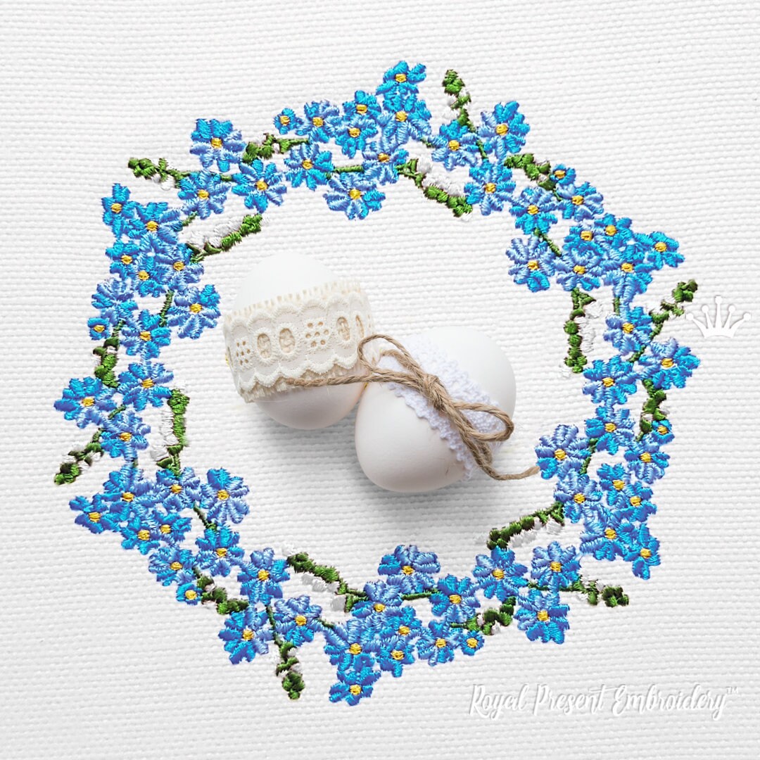 Forget-me-nots Wreath Machine Embroidery Design - 3 Sizes - Etsy