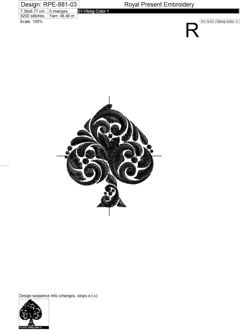 Playing Card Symbols Machine Embroidery Designs | Etsy