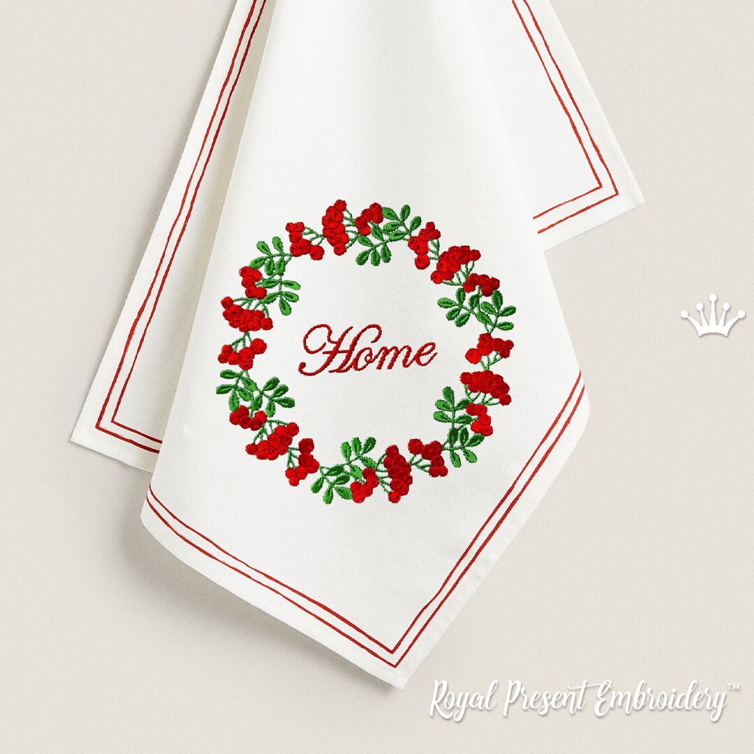 Machine Embroidery Design Rowan Wreath - 3 Sizes - Etsy