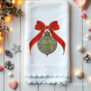 Christmas Ball With a Festive Ribbon Machine Embroidery Design - 4 ...