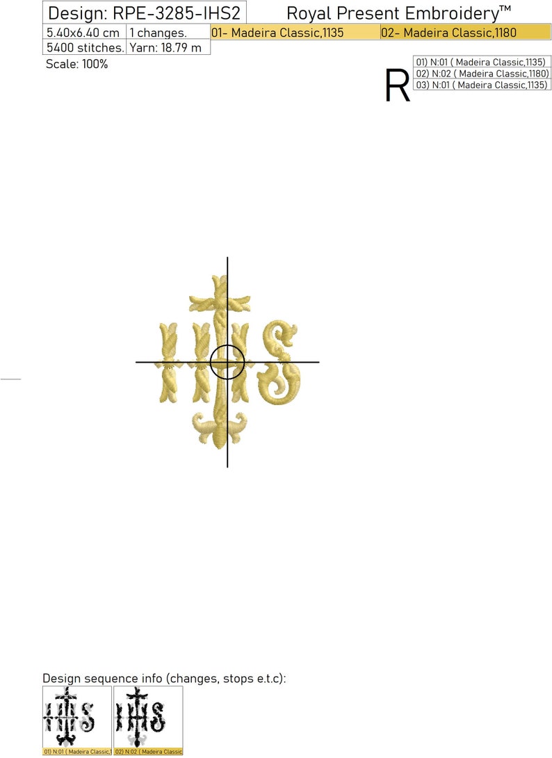 Monogram IHS Machine Embroidery Design 3 Sizes - Etsy