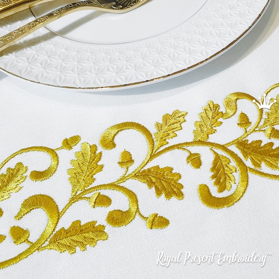 Oak Border Machine Embroidery Design 2 Sizes - Etsy