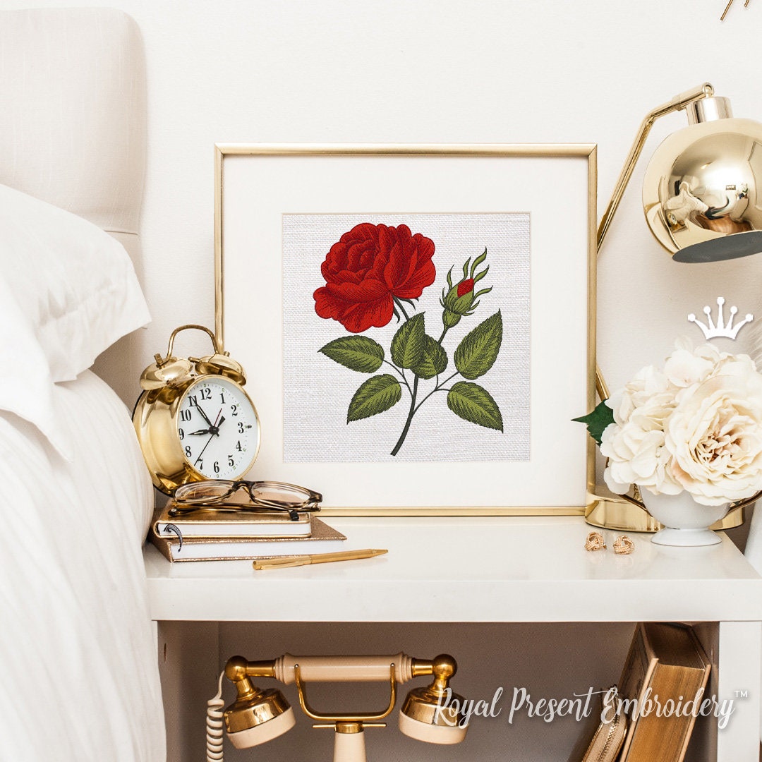 Vintage Rose Flower Machine Embroidery Design - 4 Sizes - Etsy