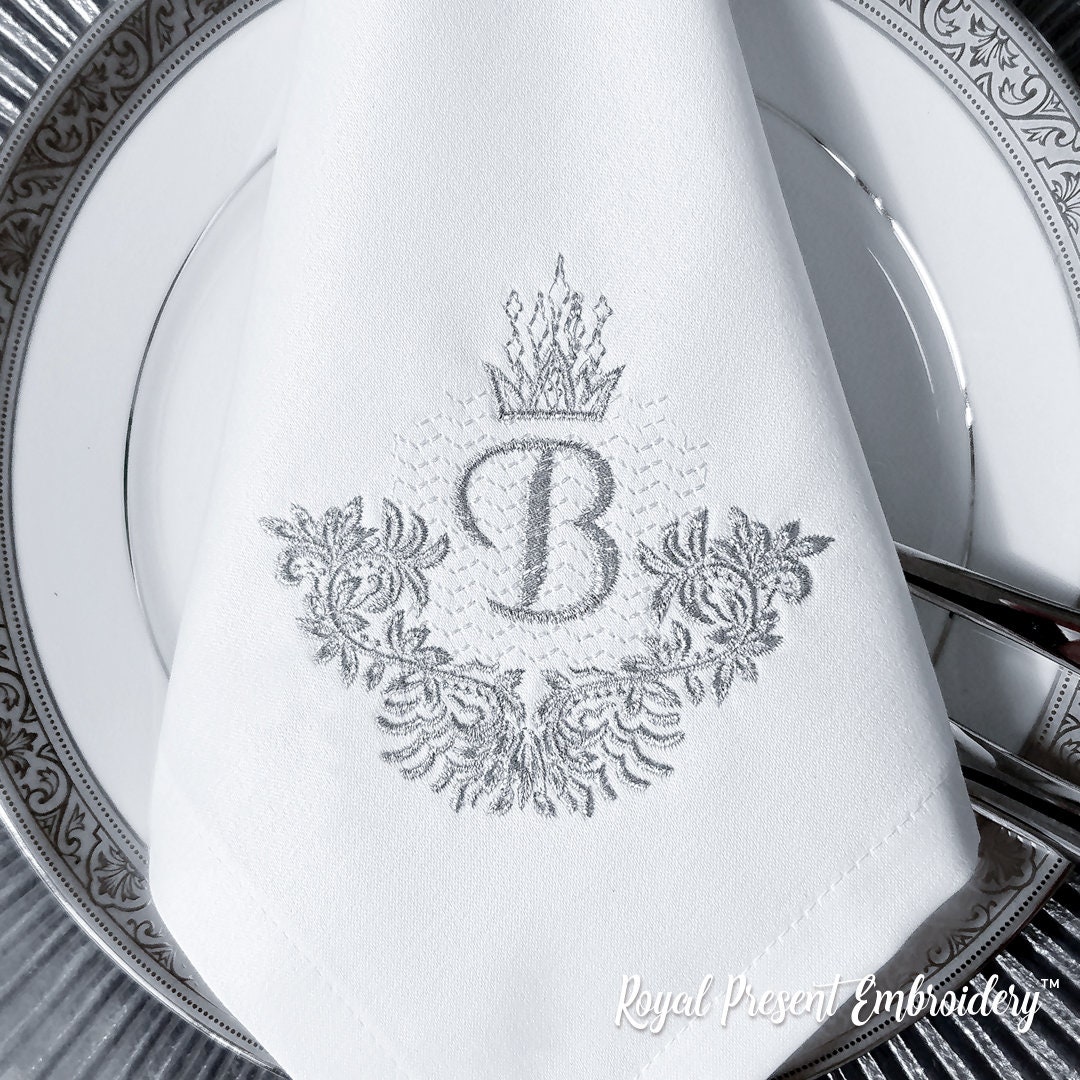 Machine Embroidery Design Vintage Monogram Frame With Crown - 2 Sizes ...