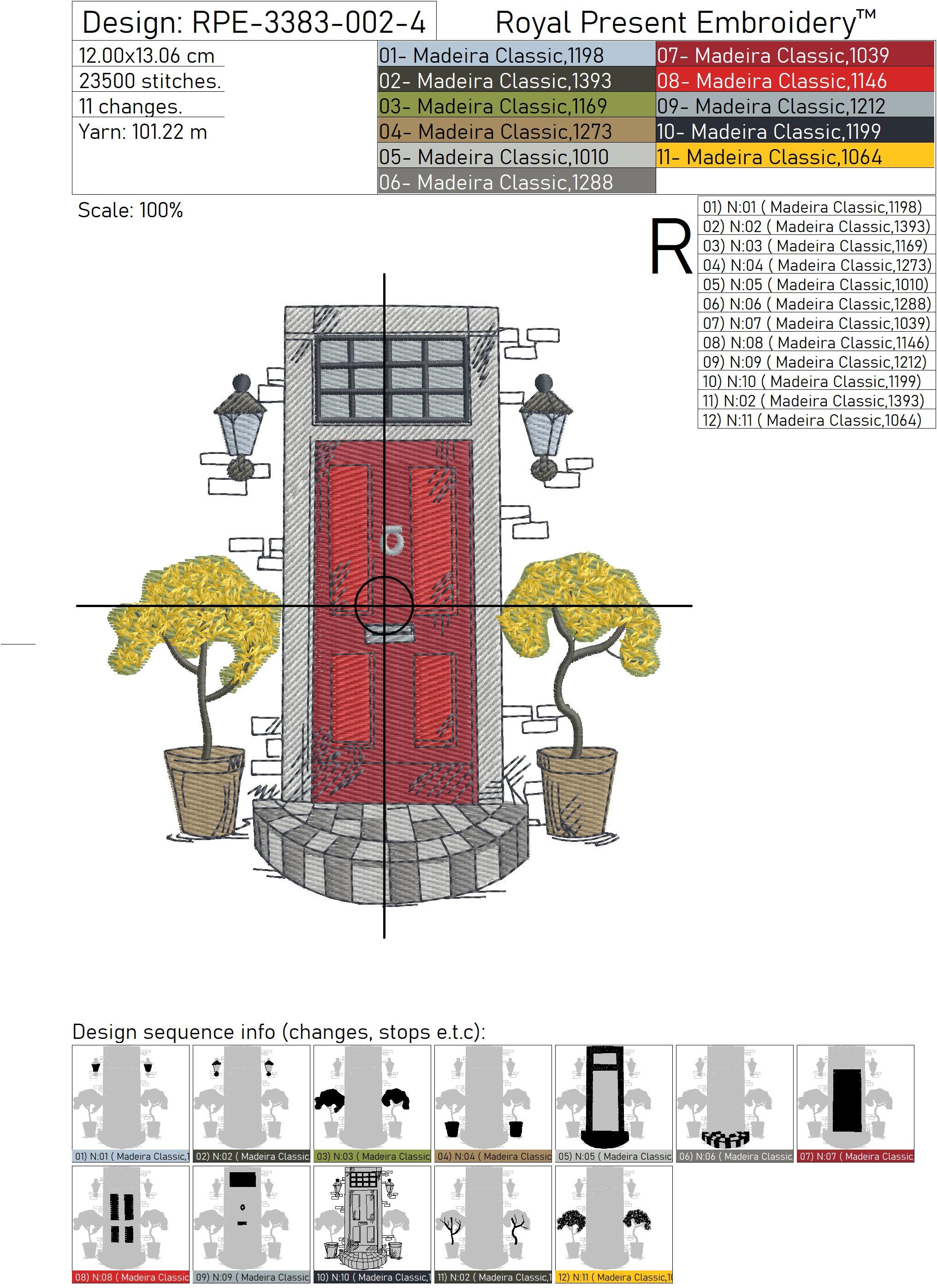 English Door With Trees Machine Embroidery Design 4 Sizes - Etsy