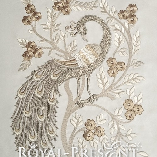 Machine Embroidery Design Peacock 3 Sizes - Etsy