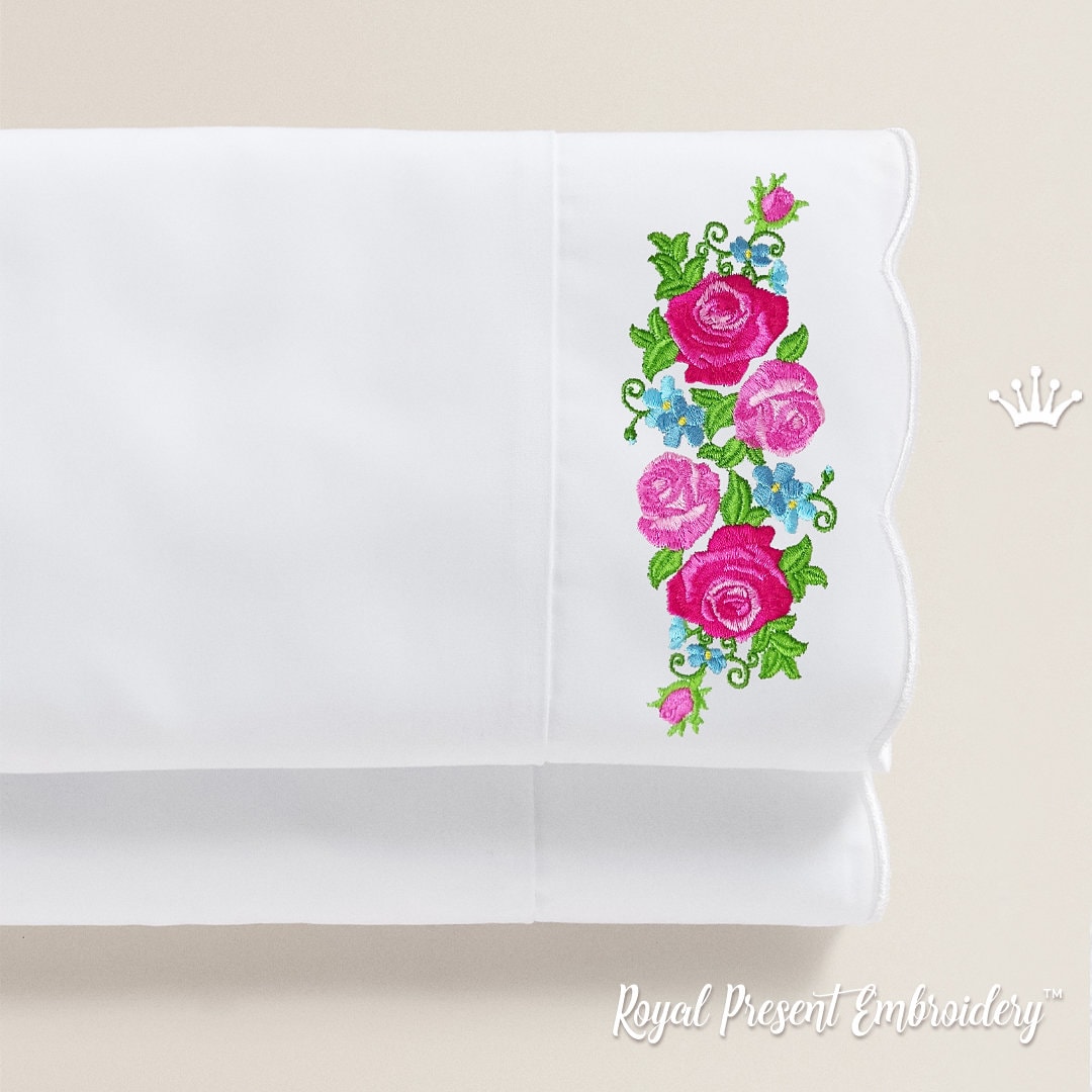 Border Machine Embroidery Design Pink Roses - 2 Sizes - Etsy