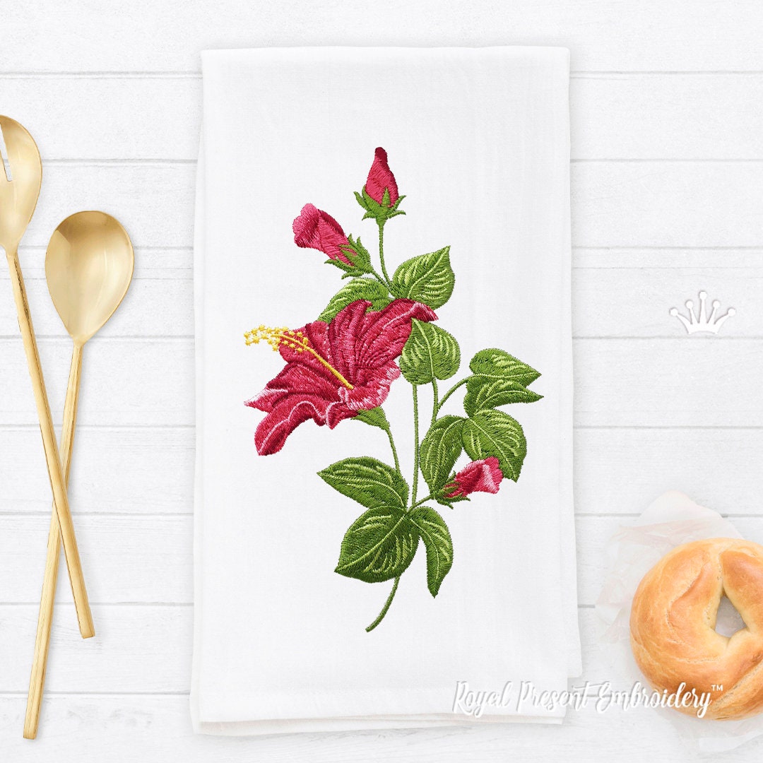 Garden Hibiscus Machine Embroidery Design - 2 Sizes - Etsy