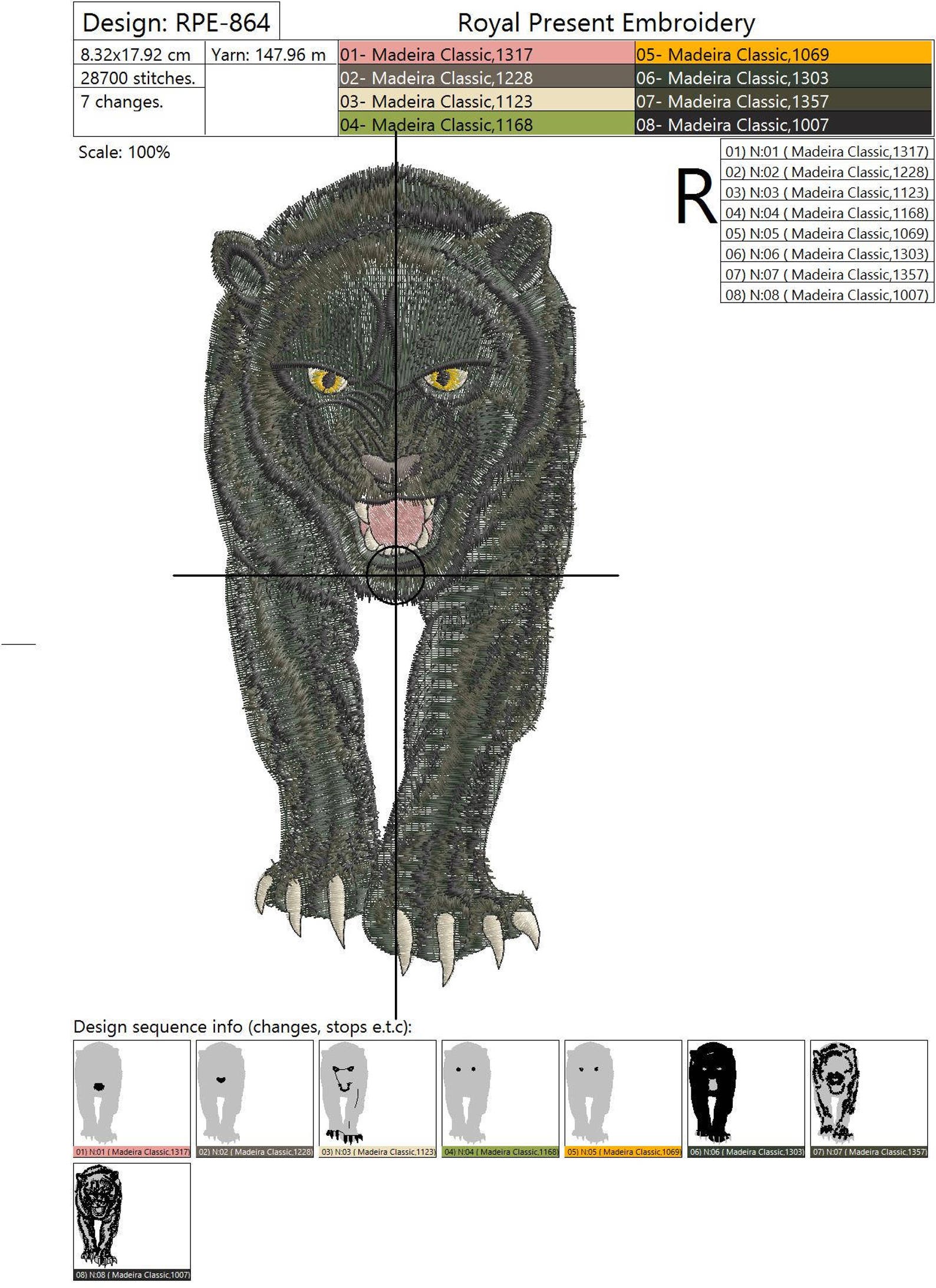Machine Embroidery Design Black Panther - 4 Sizes - Etsy