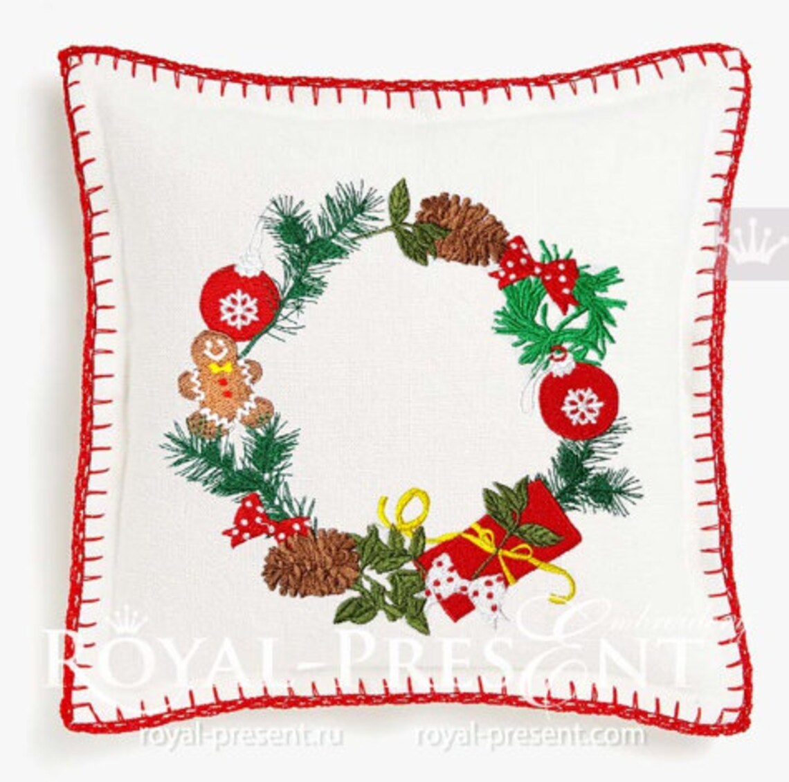Holiday Wreath Machine Embroidery Design 2 Sizes | Etsy