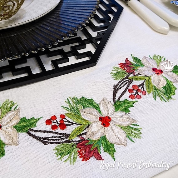 Christmas Machine Embroidery Design Poinsettia - Etsy
