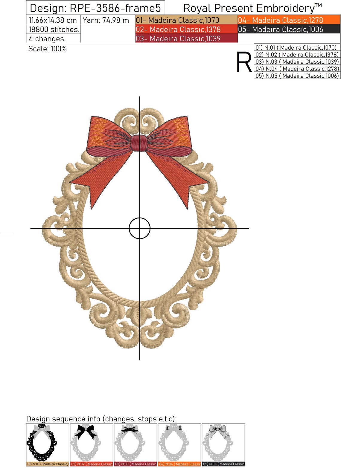 Baroque Frame With Bow Machine Embroidery Design - 5 Sizes - Etsy