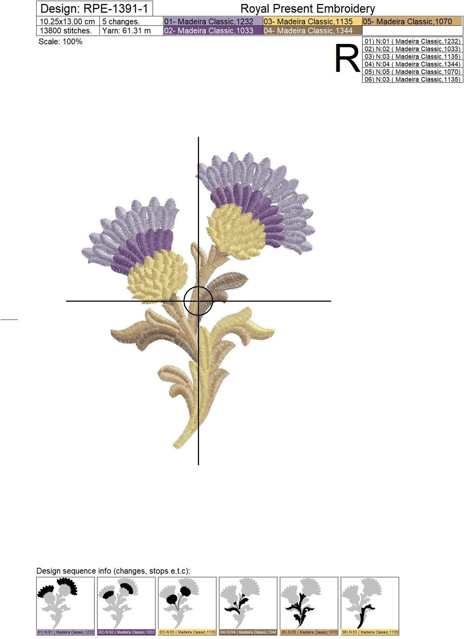 Set of Golden Thistle Machine Embroidery Designs | Etsy