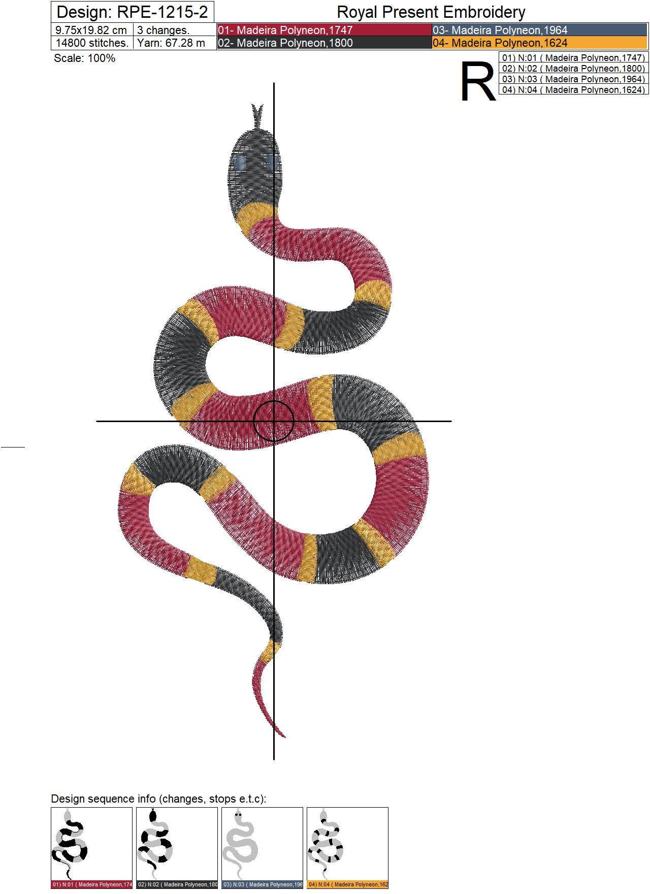 Snake Machine Embroidery Design 6 Sizes | Etsy