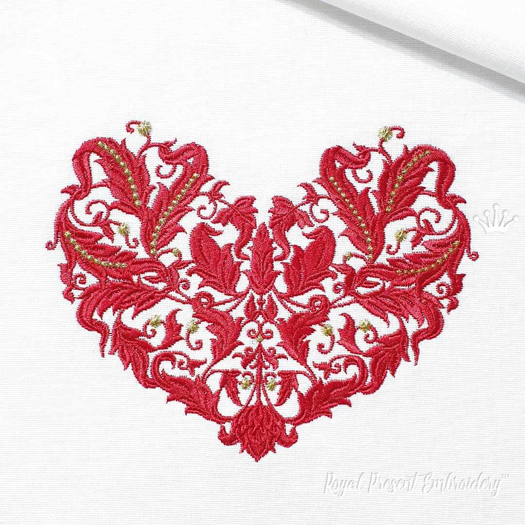 Baroque Style Leaf Heart Machine Embroidery Design - 3 Sizes - Etsy