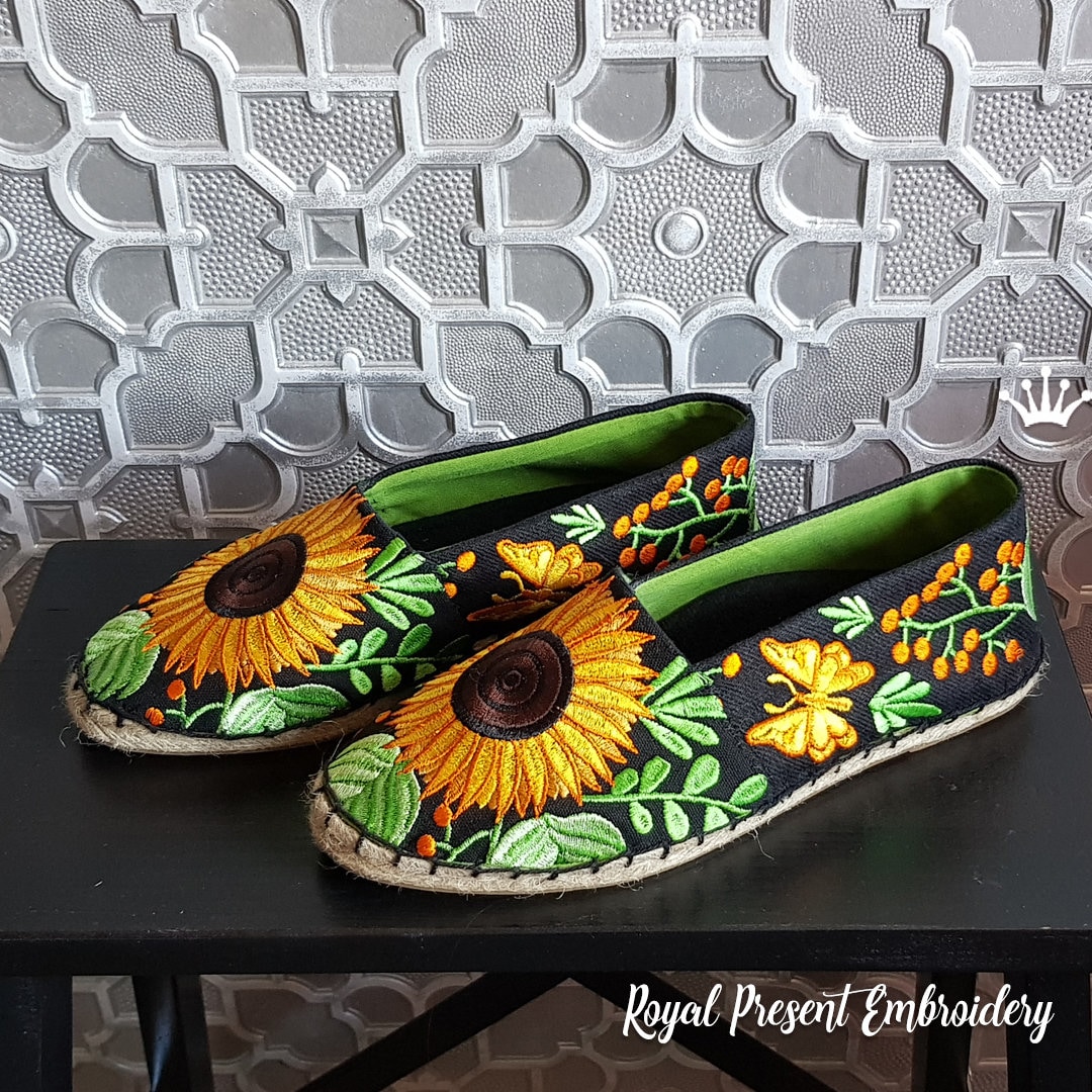 Sunflowers Espadrilles Machine Embroidery Design - 4 Sizes - Etsy