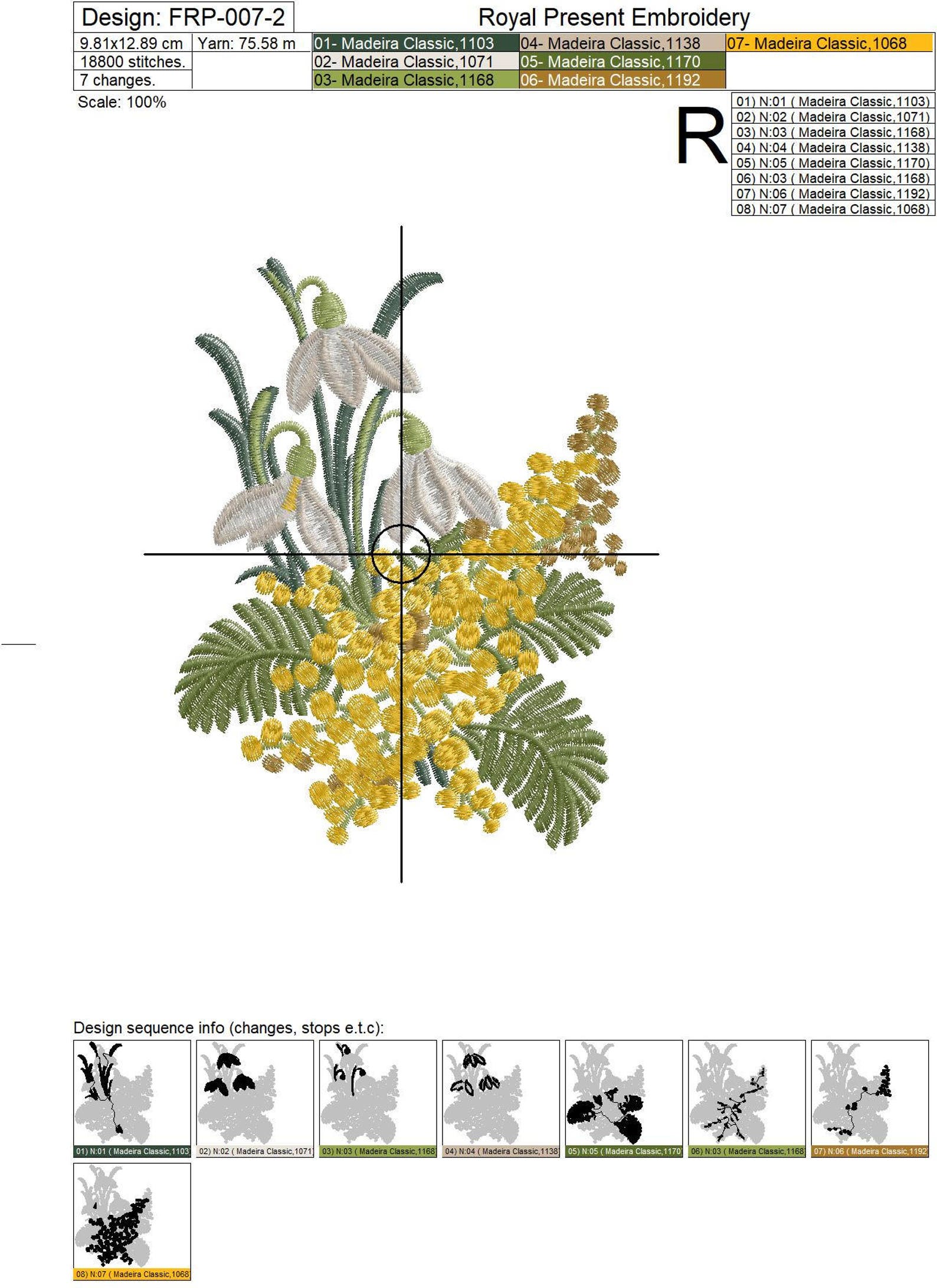 Snowdrops and Mimosa Machine Embroidery Design | Etsy