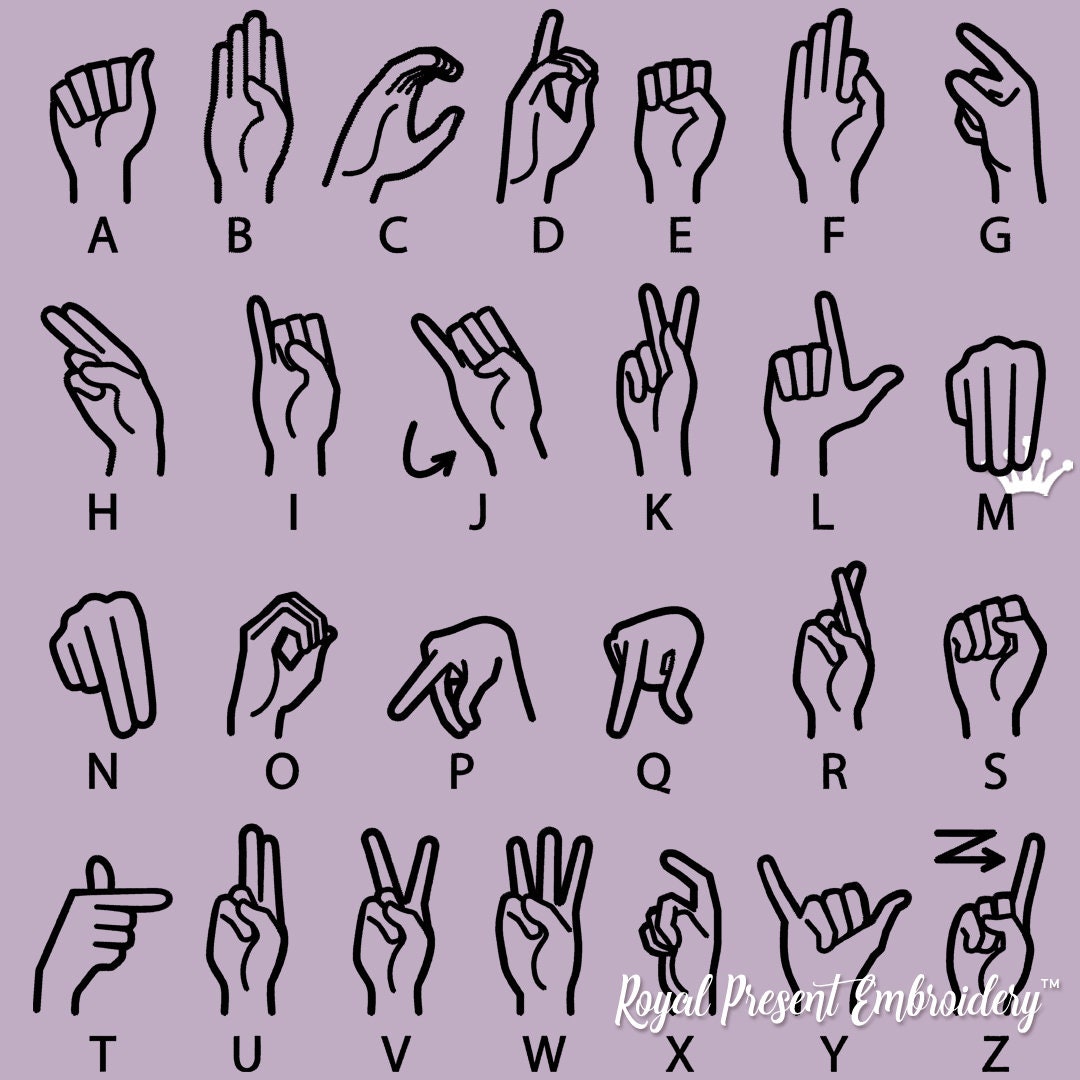 Sign Language Alphabet Machine Embroidery Designs - 3 Sizes - Etsy