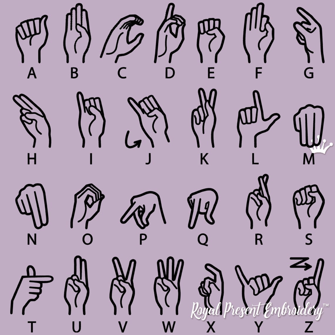 Sign Language Alphabet Machine Embroidery Designs - 3 Sizes - Etsy Canada