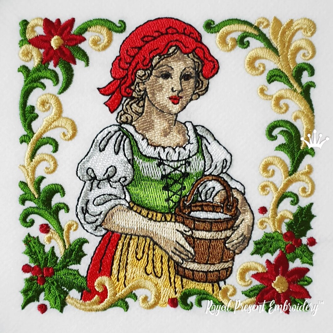 Christmas Milkmaid Machine Embroidery Designs - 3 Sizes - Etsy