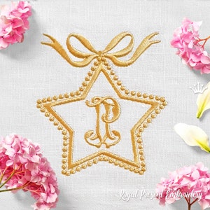 Star Frame With 3D Bow Machine Embroidery Design - Etsy