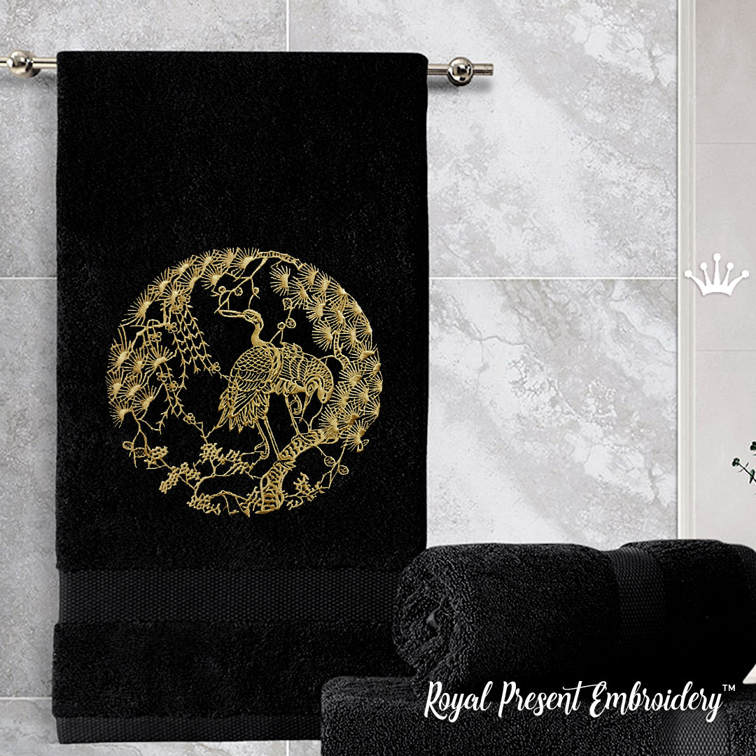 Traditional Chinese Machine Embroidery Design Herons - Etsy