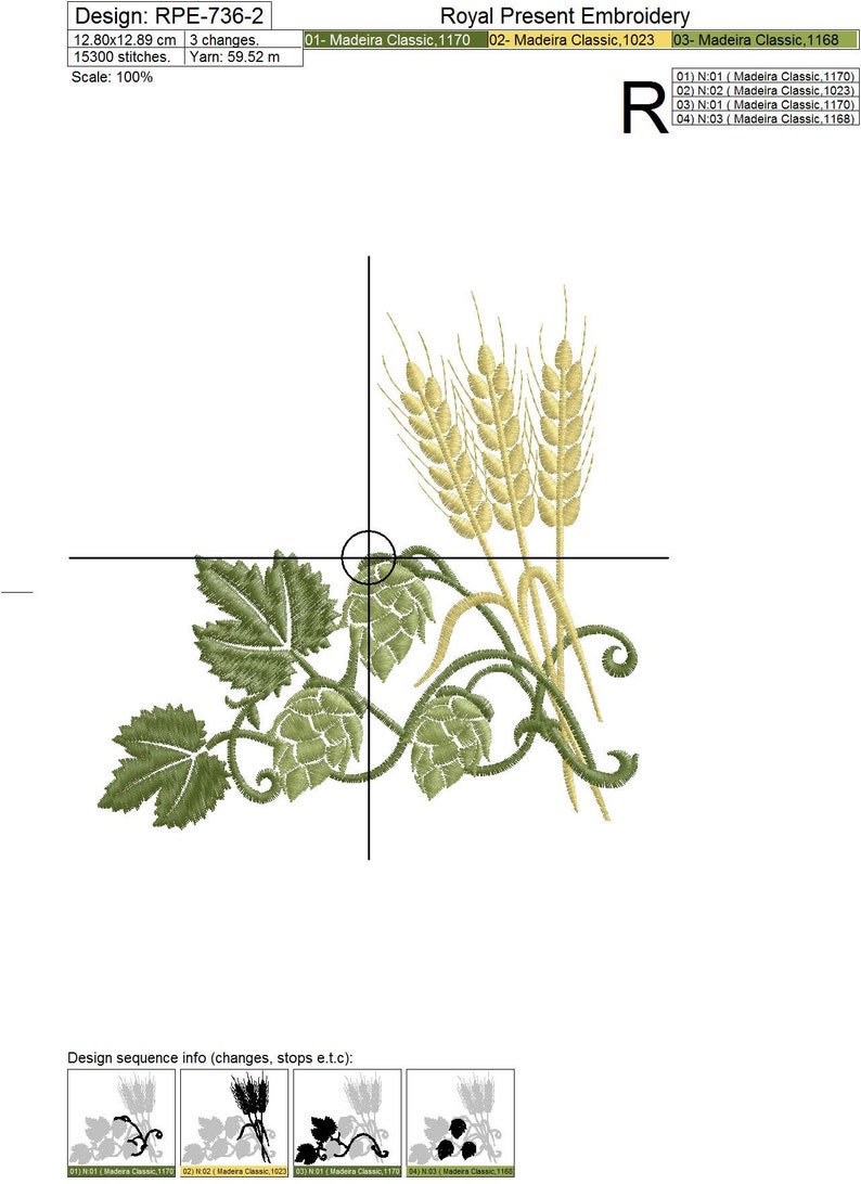 Hop and Barley Corner Embroidery Design - 2 Sizes - Etsy