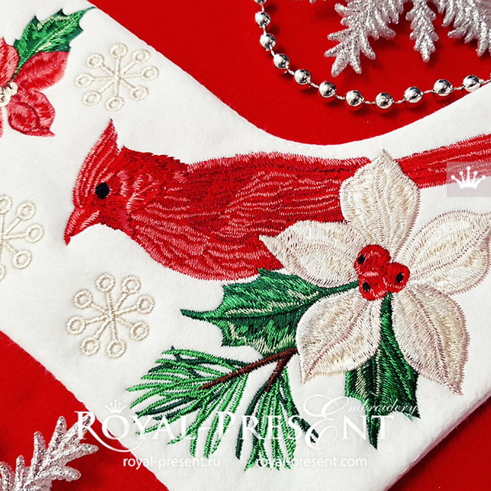 ITH Christmas Stocking With Cardinal Machine Embroidery Design - 5 ...