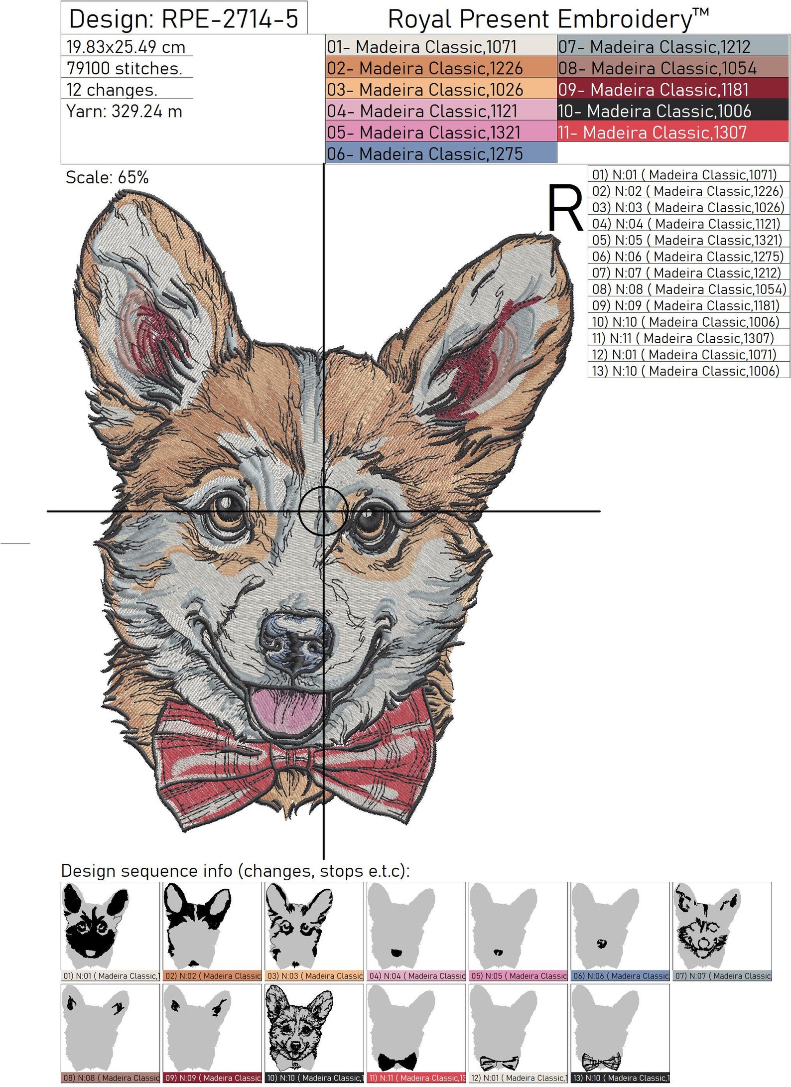 Portrait Puppy Corgi Machine Embroidery Design 3 Sizes - Etsy
