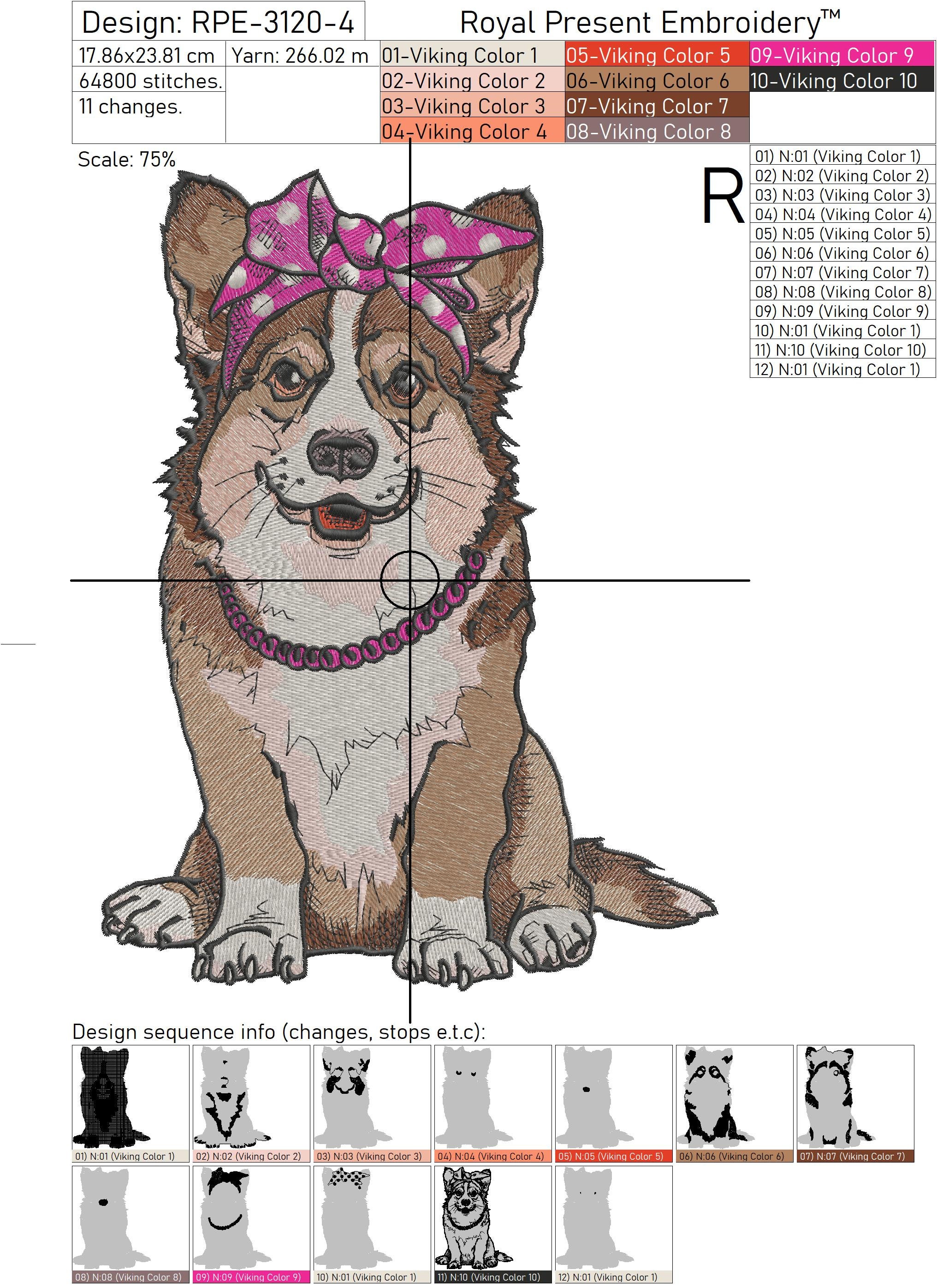Puppy Corgi Girl Machine Embroidery Design - 5 Sizes - Etsy