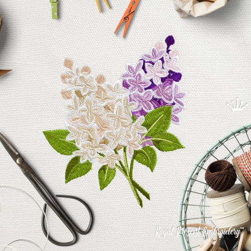 Lilac Blossom Machine Embroidery Design 2 Sizes Etsy