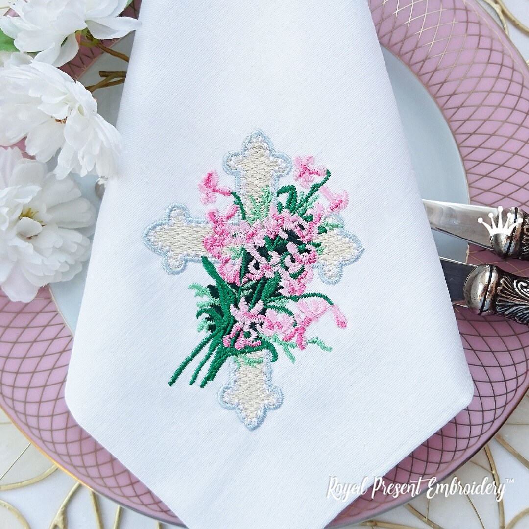 Easter Cross With Lilies Machine Embroidery Design - 5 Sizes - Etsy