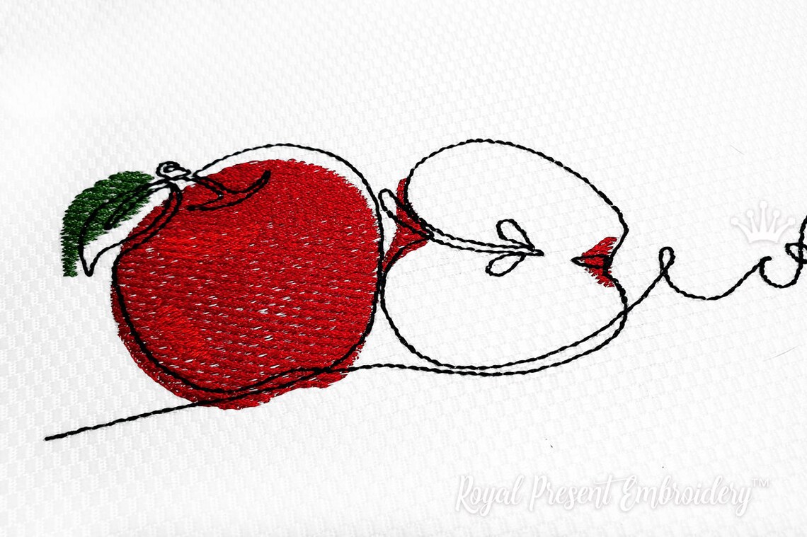 Organic Apple Machine Embroidery Design 4 Sizes - Etsy