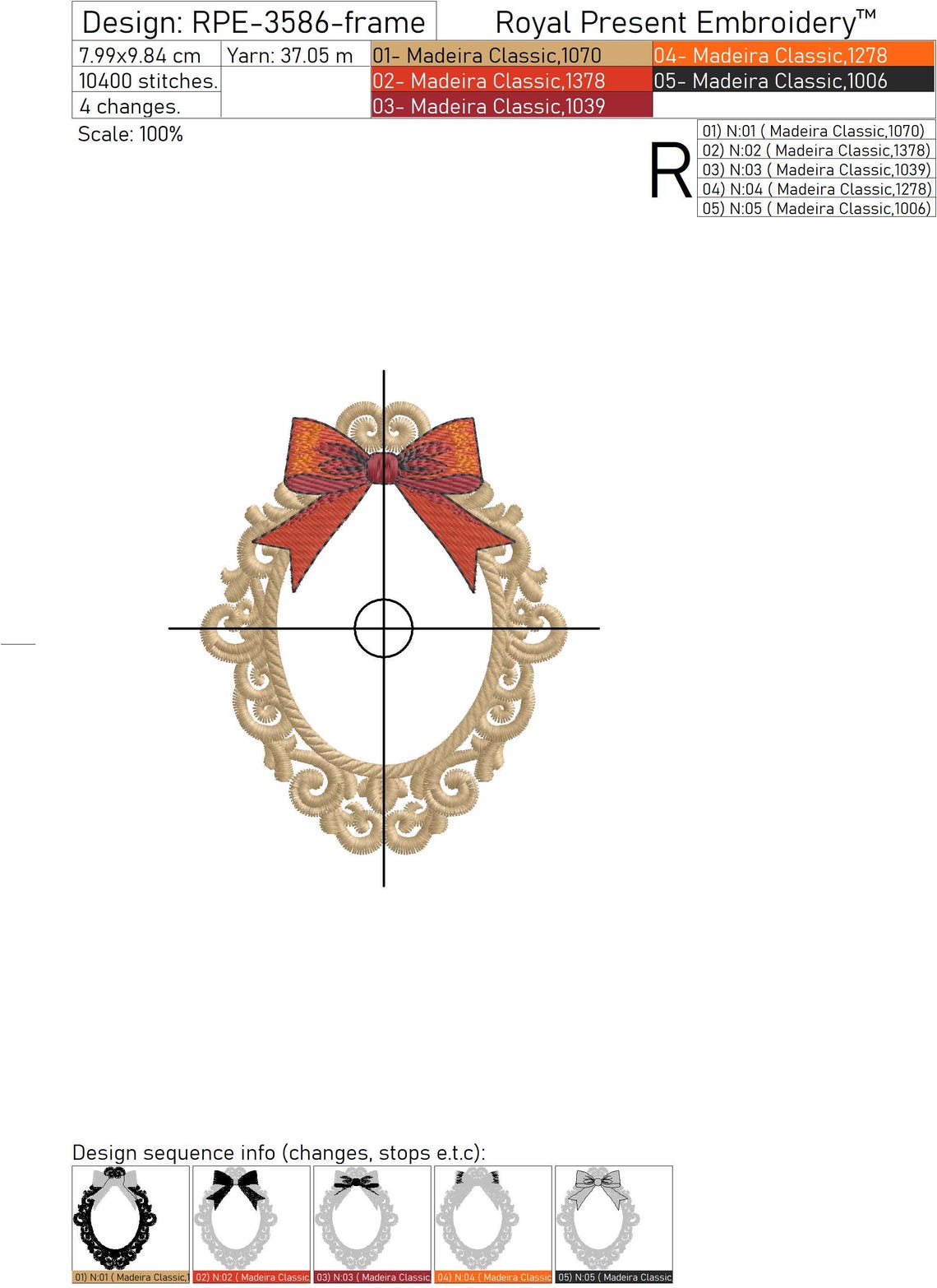 Baroque Frame With Bow Machine Embroidery Design - 5 Sizes - Etsy