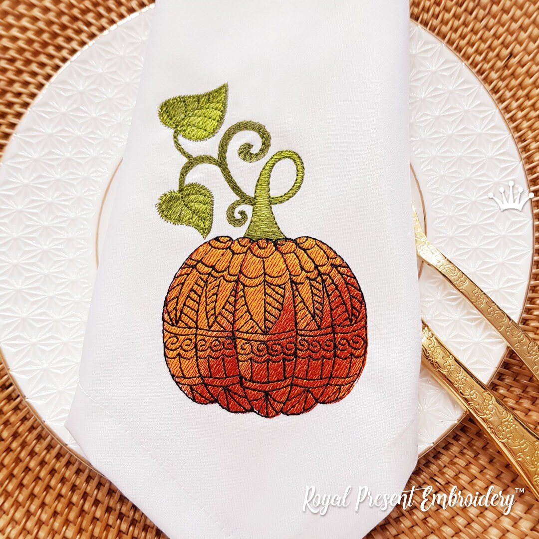 Pumpkin With Pattern Machine Embroidery Design - 2 Sizes - Etsy