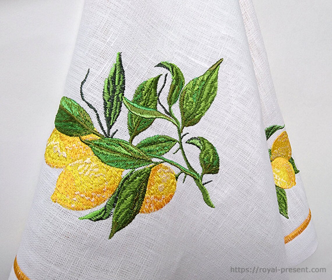 Machine Embroidery Design Lemon Branch - 2 Sizes - Etsy