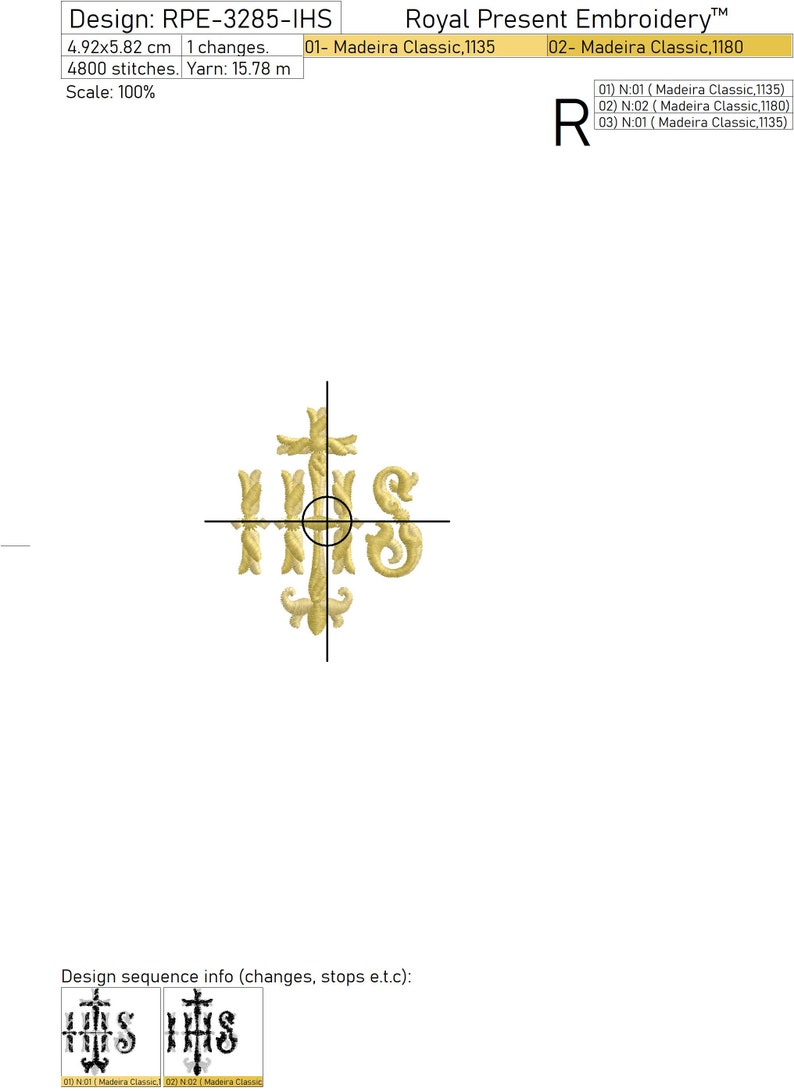 Monogram IHS Machine Embroidery Design 3 Sizes - Etsy