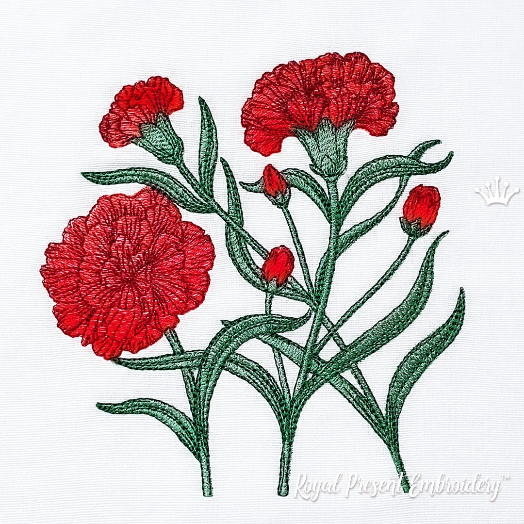 Carnation Flowers Machine Embroidery Design 3 Sizes | Etsy