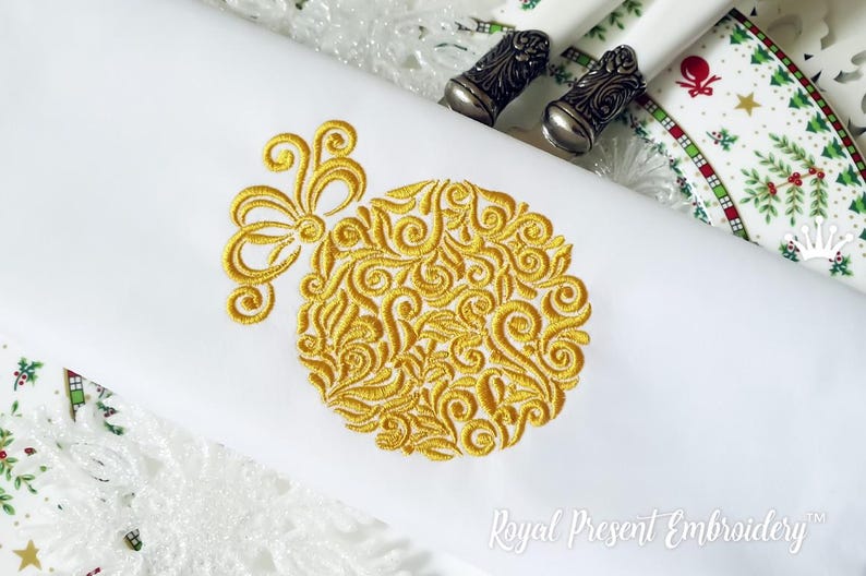 Swirl Christmas Ball Machine Embroidery Design - 4 Sizes - Etsy