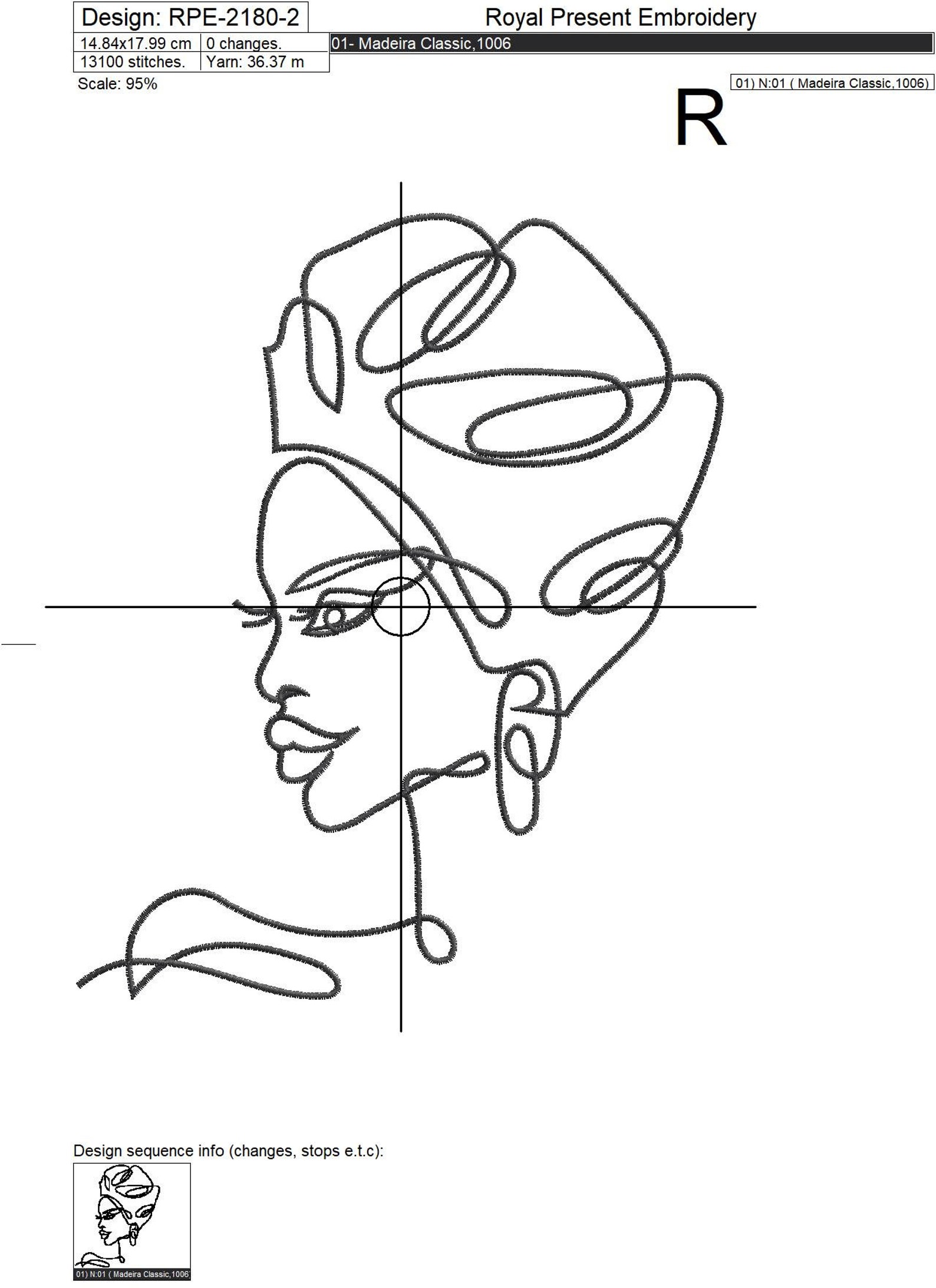 African Girl Contour Head Machine Embroidery Design 5 Sizes | Etsy