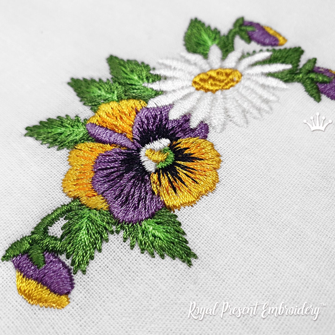 Pansies Small Border Machine Embroidery Design - Etsy Denmark