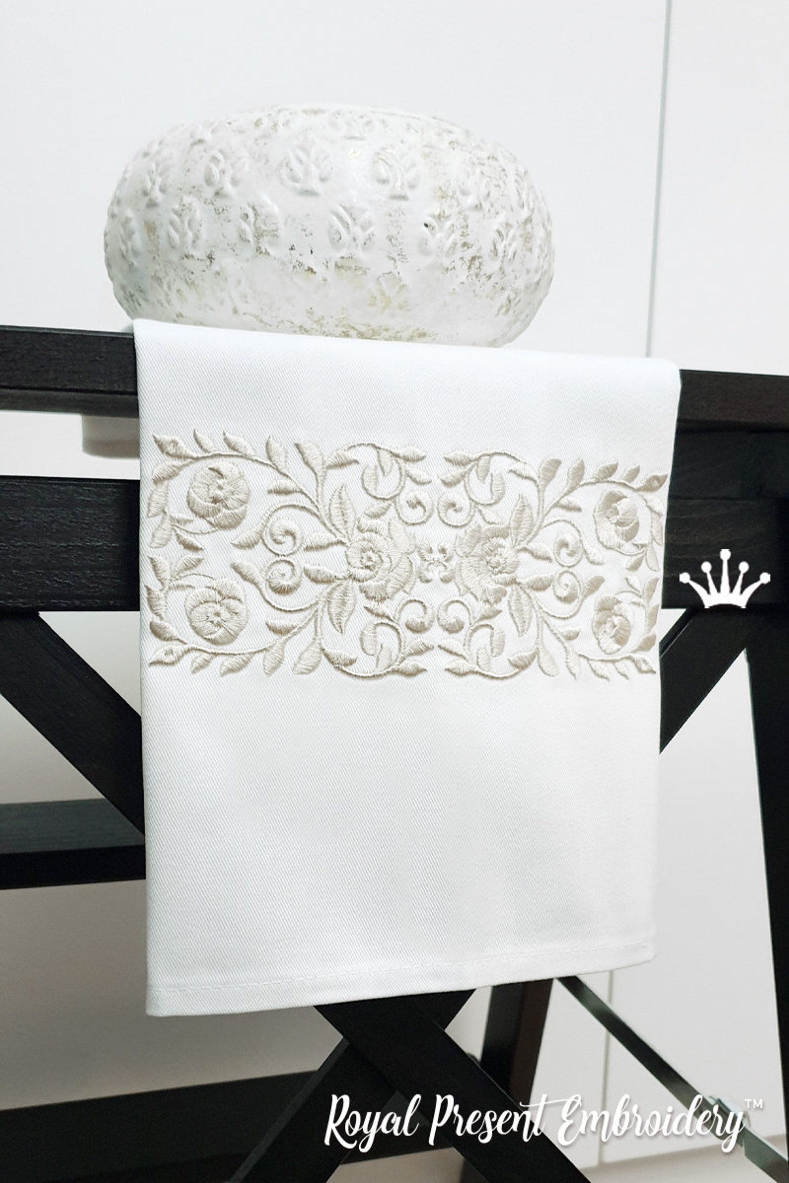 Monochrome Rose Border Machine Embroidery Design - Etsy