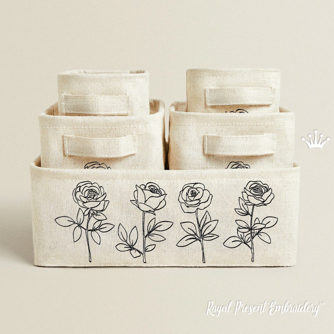 Contour Roses Set Machine Embroidery Designs - 3 Sizes - Etsy