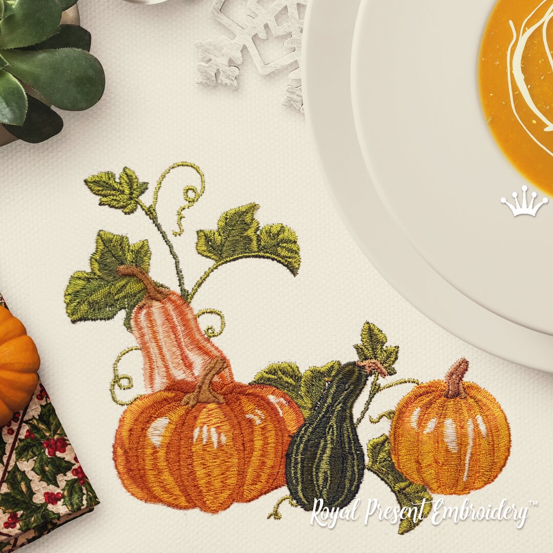 Pumpkins Corner Machine Embroidery Design 3 Sizes - Etsy